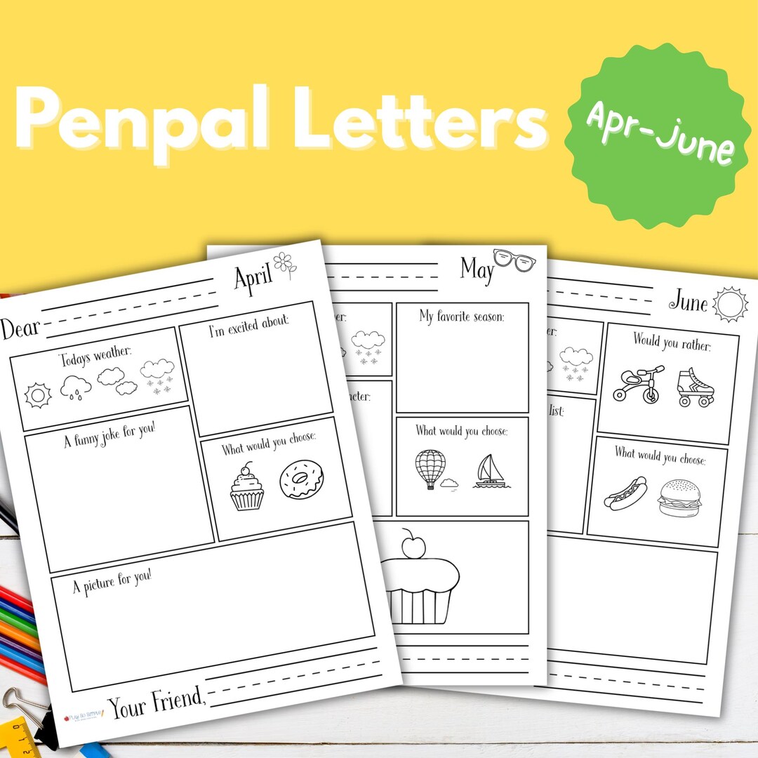 Printable Pen Pal Kit for Preschool and Kindergarten, 3 Month Set of ...