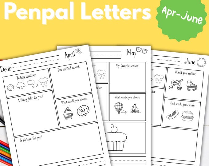 Pen Pal Letters for Little Kids to Exchange With Friends, Classmates ...
