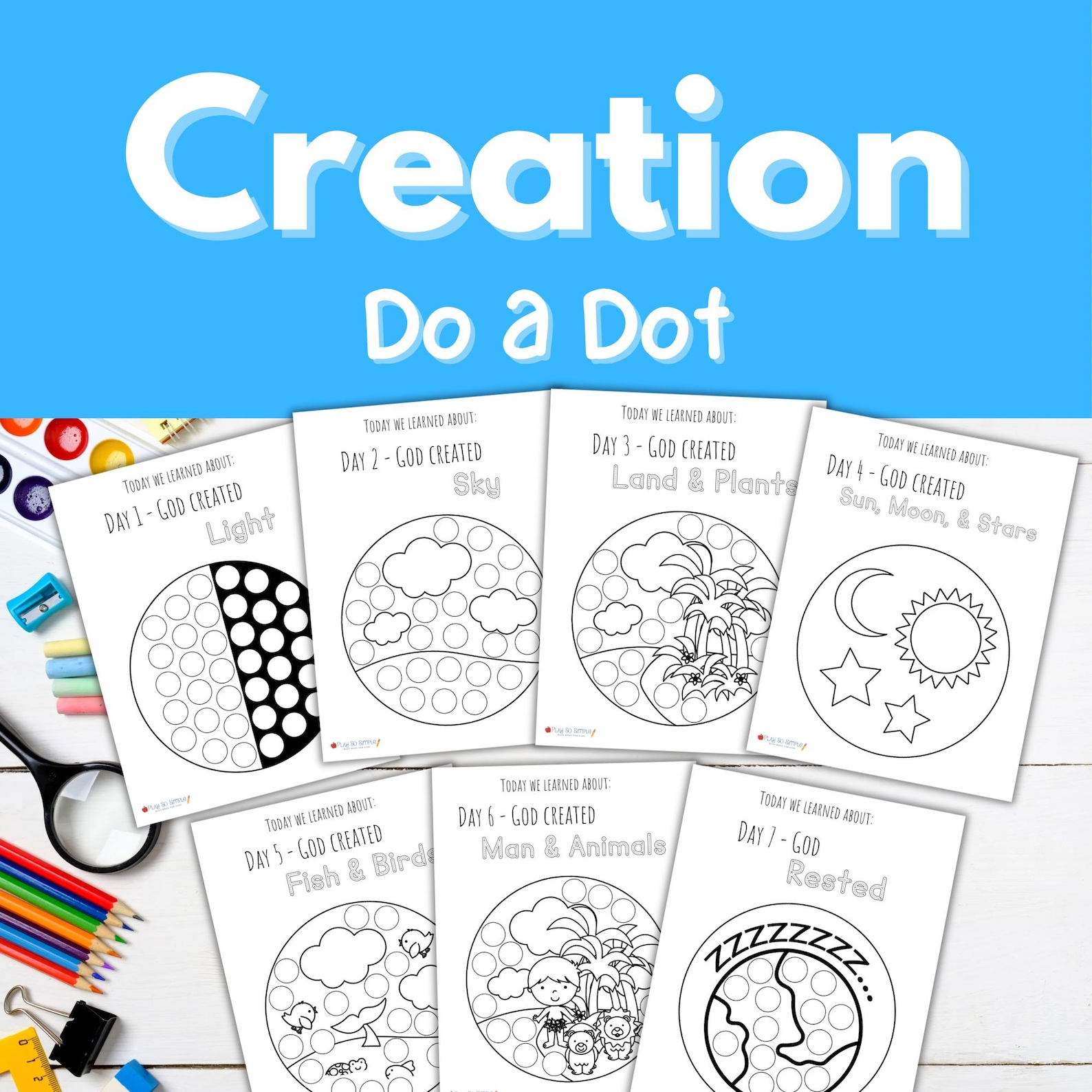 Days of Creation Do a Dot, Sunday School Activities, Bible Preschool ...