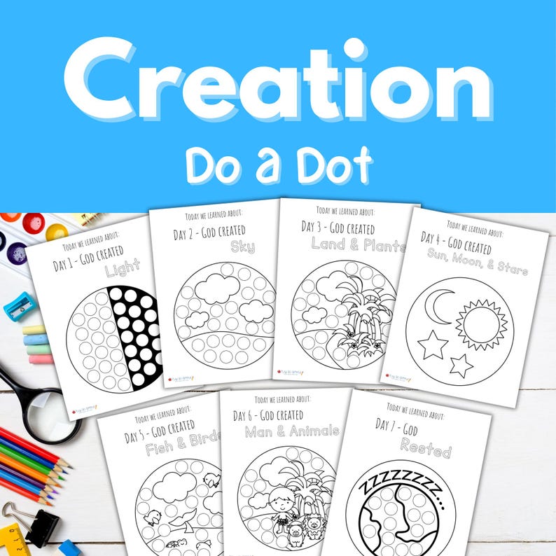 Days of Creation Do a Dot, Sunday School Activities, Bible Preschool ...