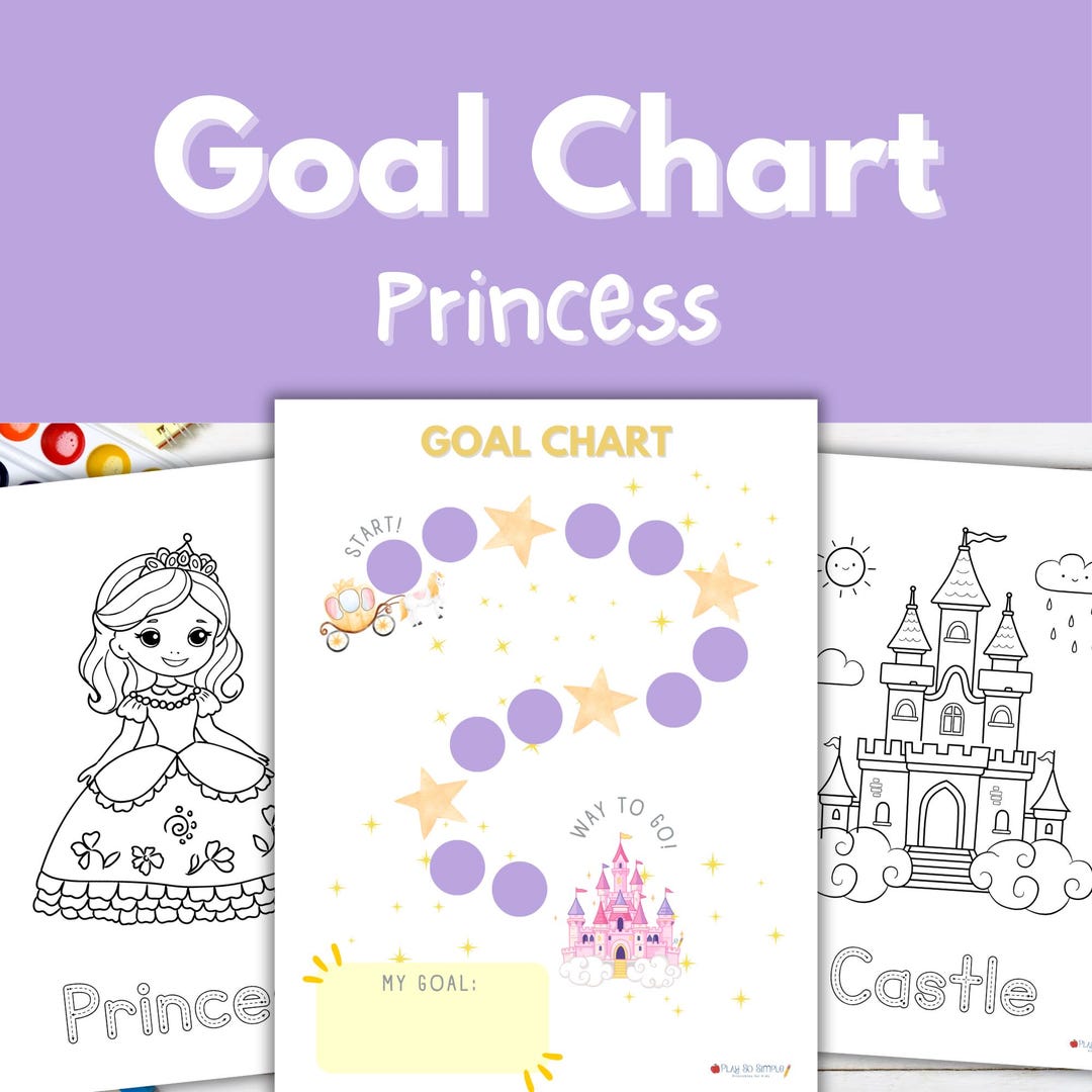 Princess Goal Chart for Kids: Castle Theme Reward Chart (digital ...