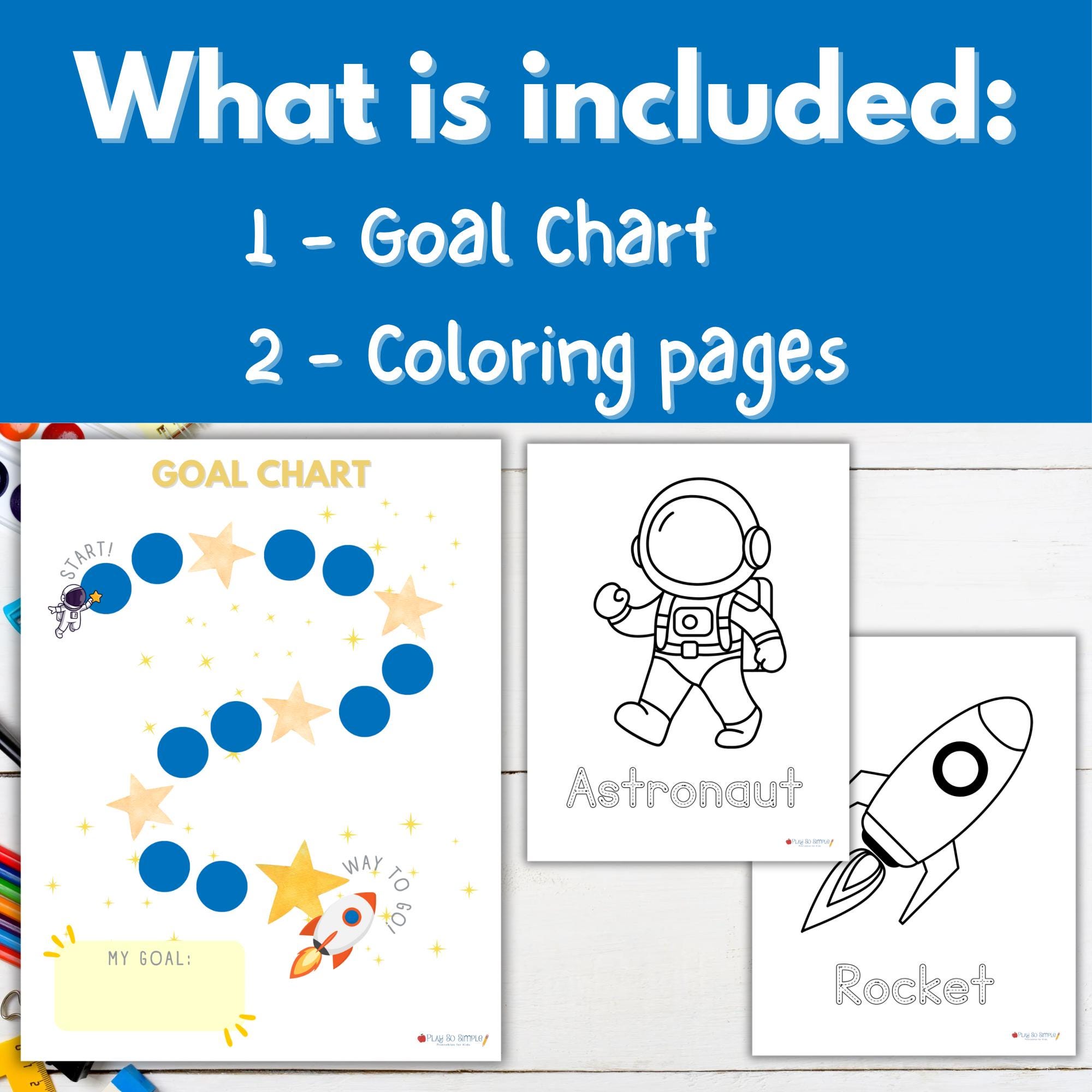 Space Goal Chart for Kids | Printable Reward Chart With Bonus Coloring ...