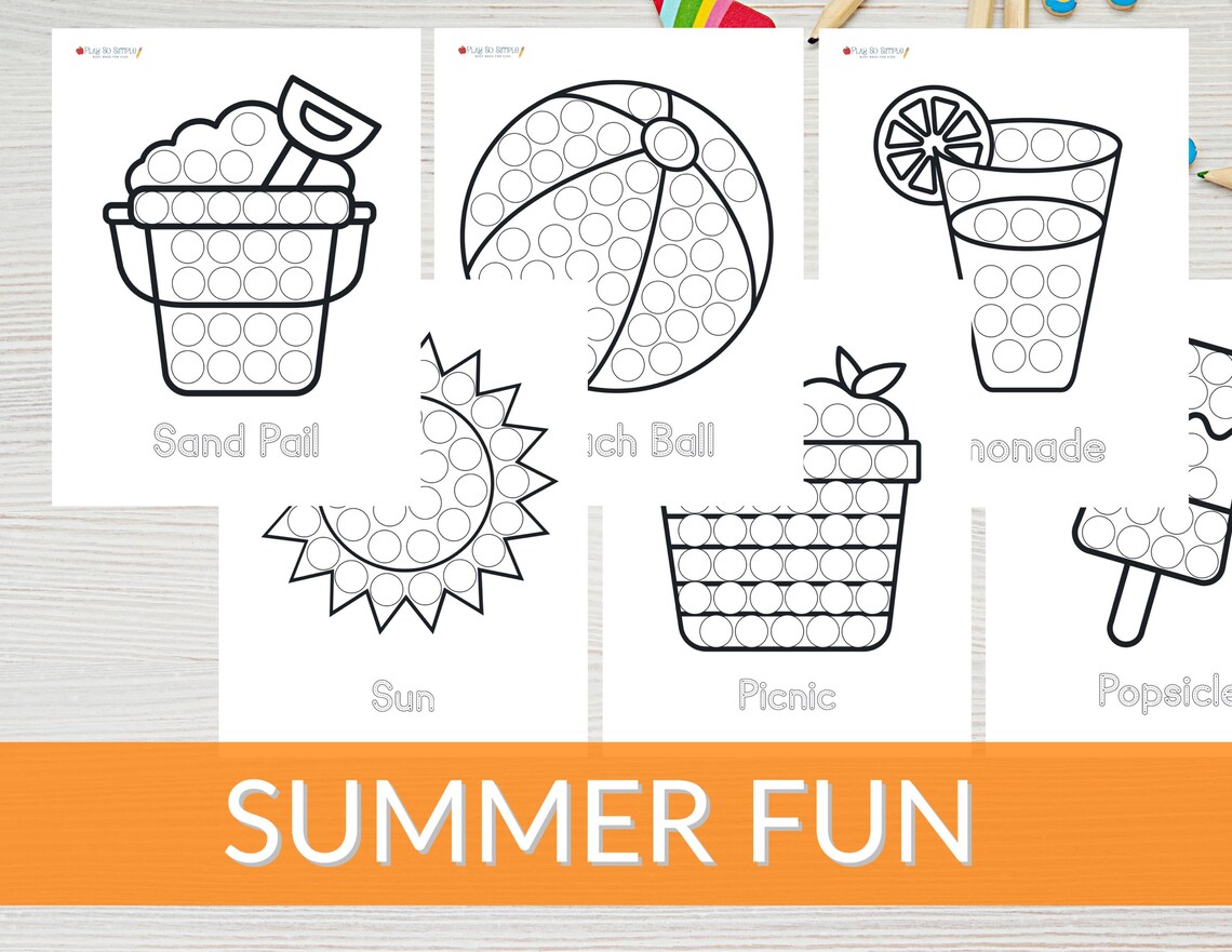 Summer Dot Printables, Summer Dot Marker Printables, Do A Dot for ...