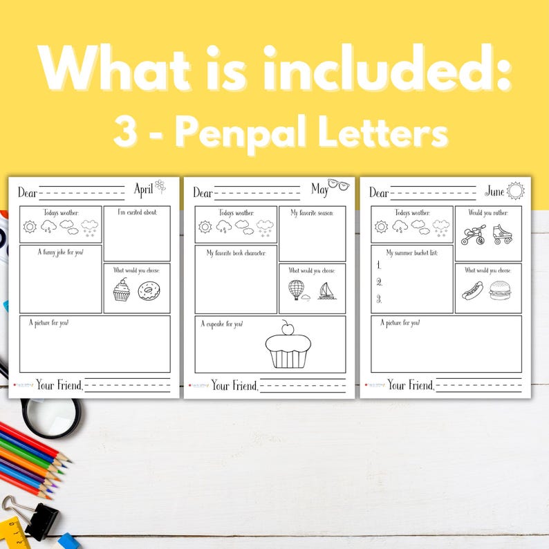 Printable Pen Pal Kit for Preschool and Kindergarten, 3 Month Set of ...