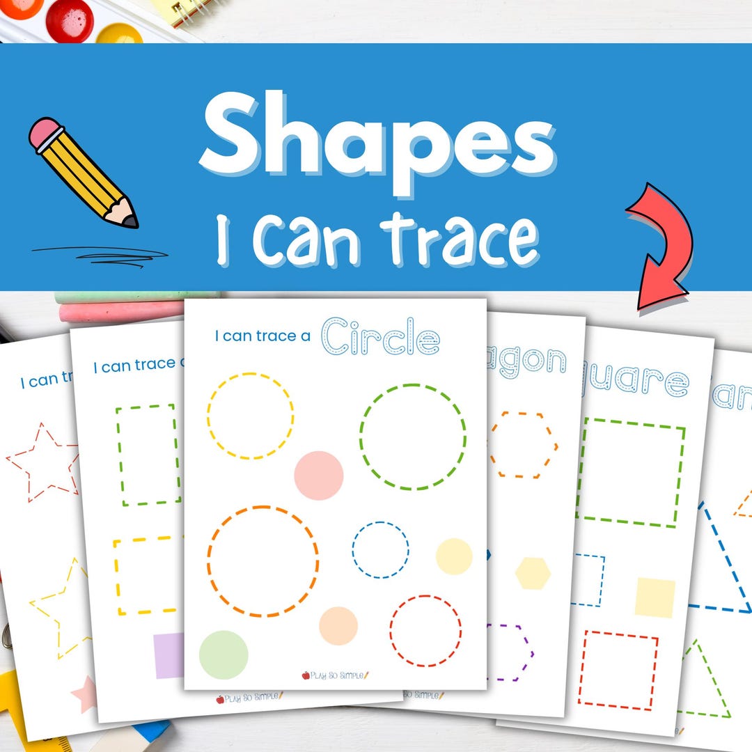 I Can Trace Shapes, Preschool Printables, Learn Shapes for Preschool ...