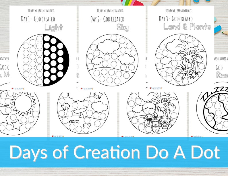Days of Creation Do a Dot, Sunday School Activities, Bible Preschool ...