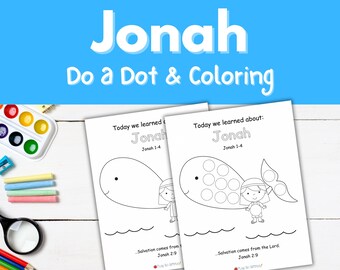 Jonah Dot Marker and Coloring, Sunday School Activities, Bible ...
