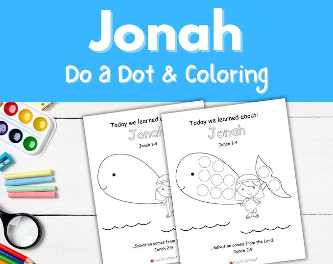 Jonah Dot Marker and Coloring, Sunday School Activities, Bible ...