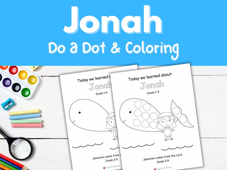 Jonah Dot Marker and Coloring, Sunday School Activities, Bible ...