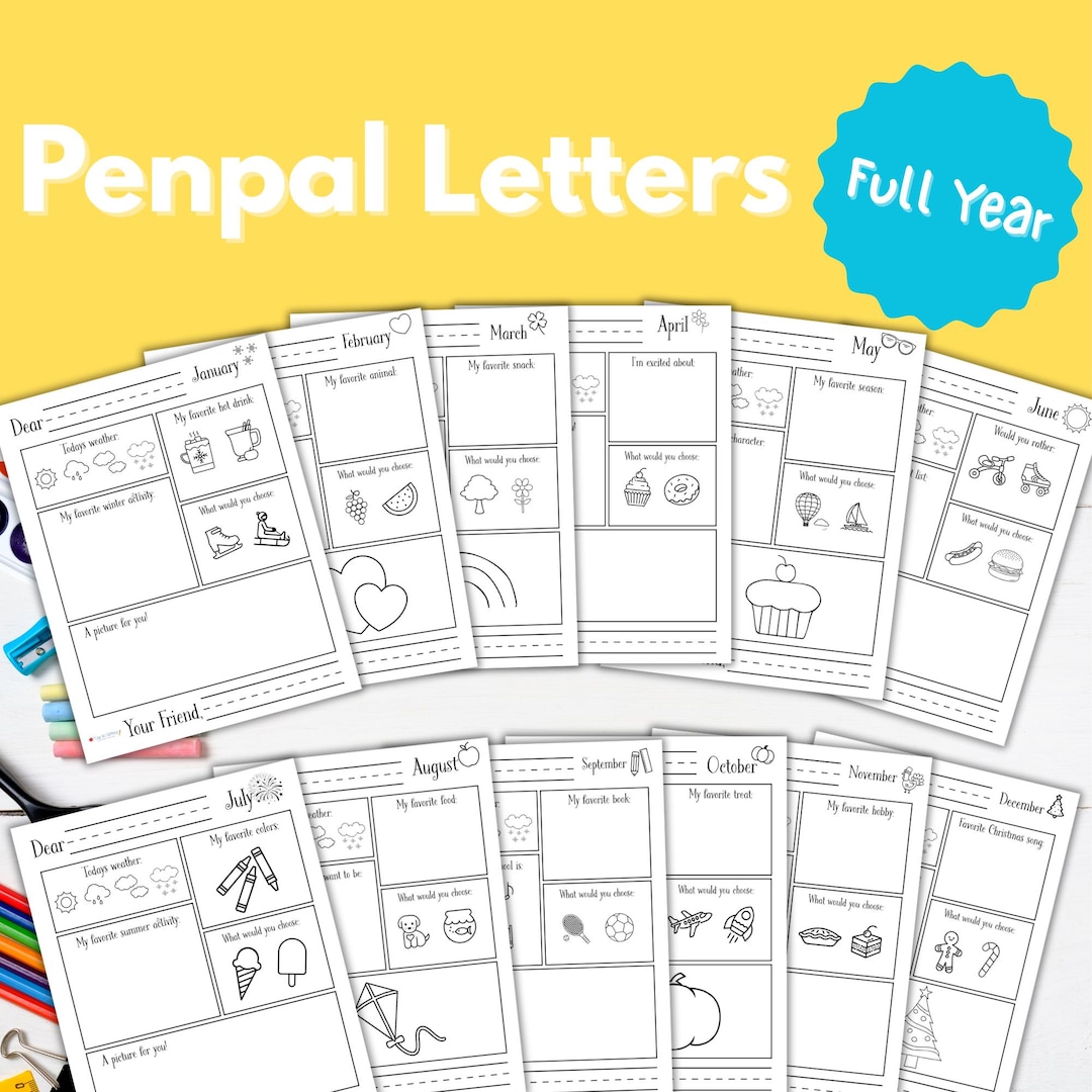 Printable Penpal Letter Kit for Preschool & Kindergarten | Full Year ...