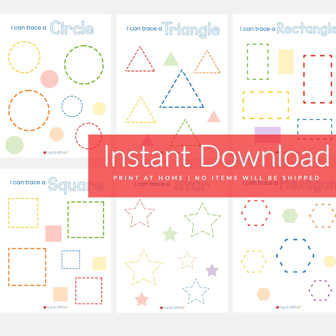 I Can Trace Shapes, Preschool Printables, Learn Shapes for Preschool ...