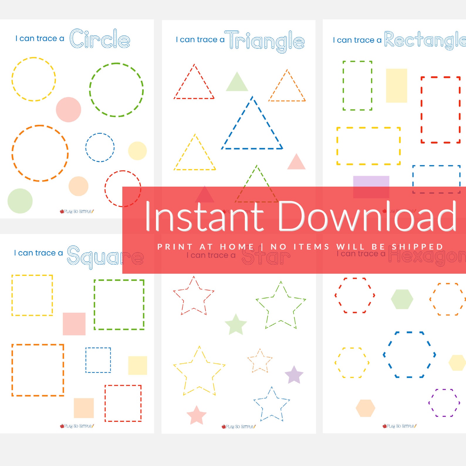 I Can Trace Shapes, Preschool Printables, Learn Shapes for Preschool ...
