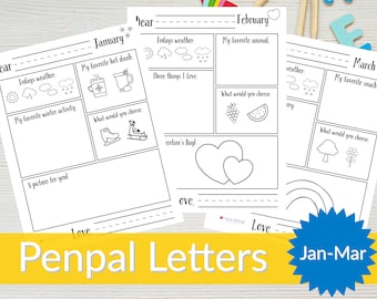 Printable Pen Pal Kit for Preschool and Kindergarten, 3 Month Set of ...