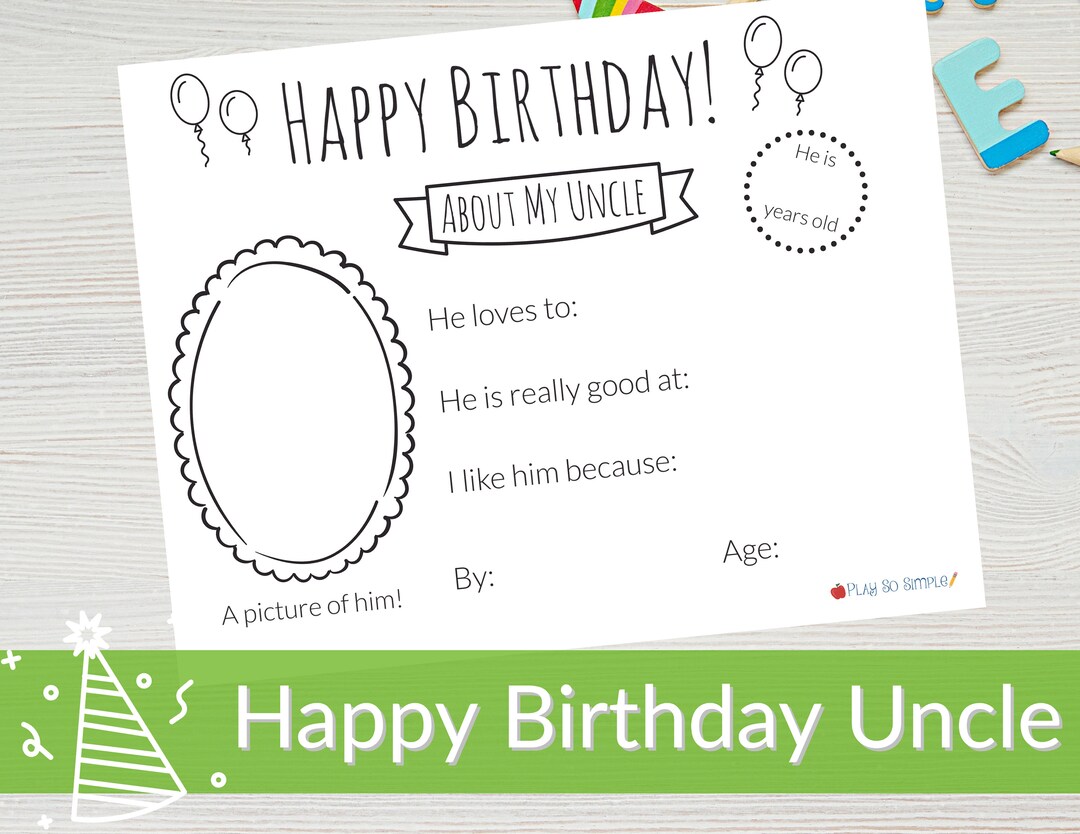 All About Uncle Printable, Uncle Birthday Coloring, Uncle Birthday Gift ...