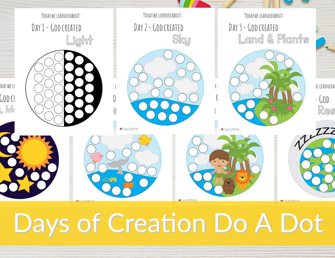 Days of Creation Do a Dot, Sunday School Activities, Bible Preschool ...