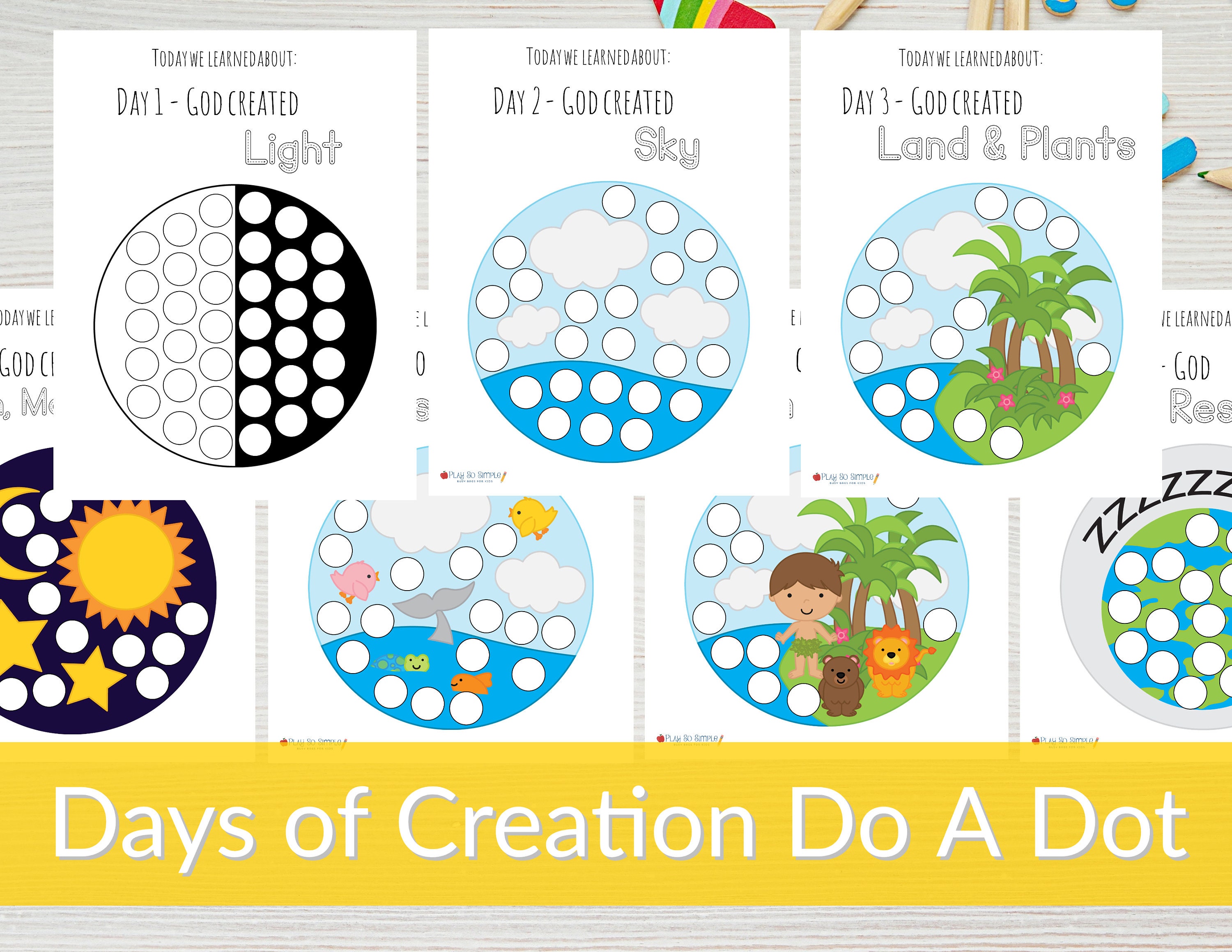 Days of Creation Do a Dot, Sunday School Activities, Bible Preschool ...