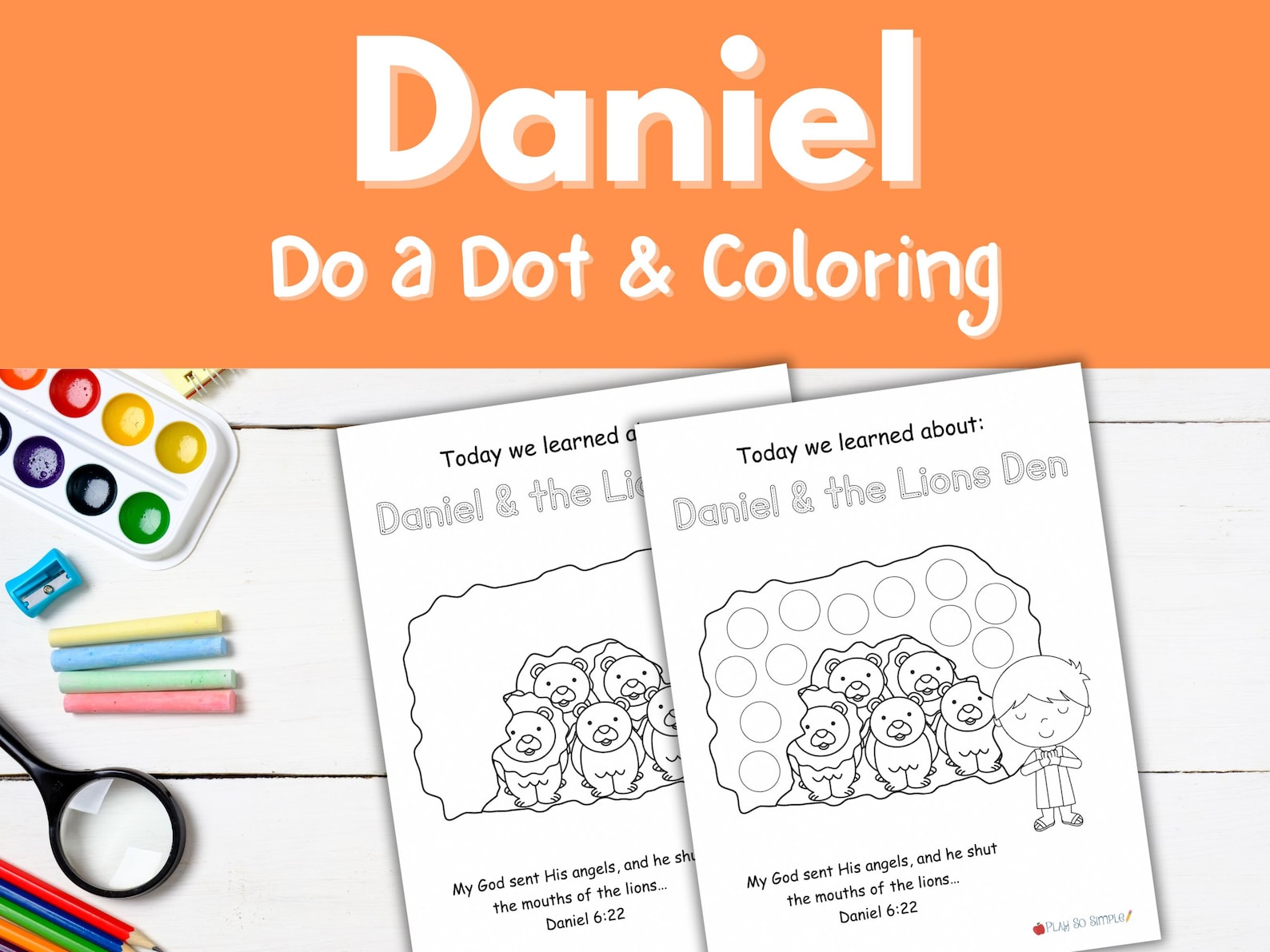 Daniel Bible Dot and Coloring, Sunday School Activities, Bible ...