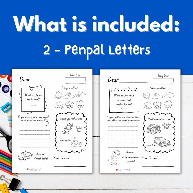 Kids Pen Pal Letters | Printable Penpal Letter Kit for Boys| Kids ...