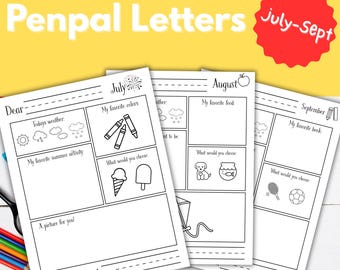 Printable Pen Pal Kit for Preschool and Kindergarten, 3 Month Set of ...