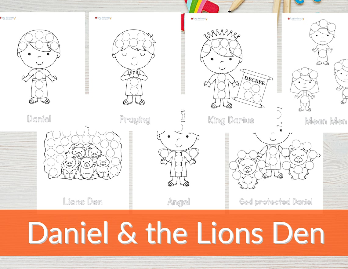 Daniel and the Lions Den Dot Marker, Sunday School Activities, Daniel ...