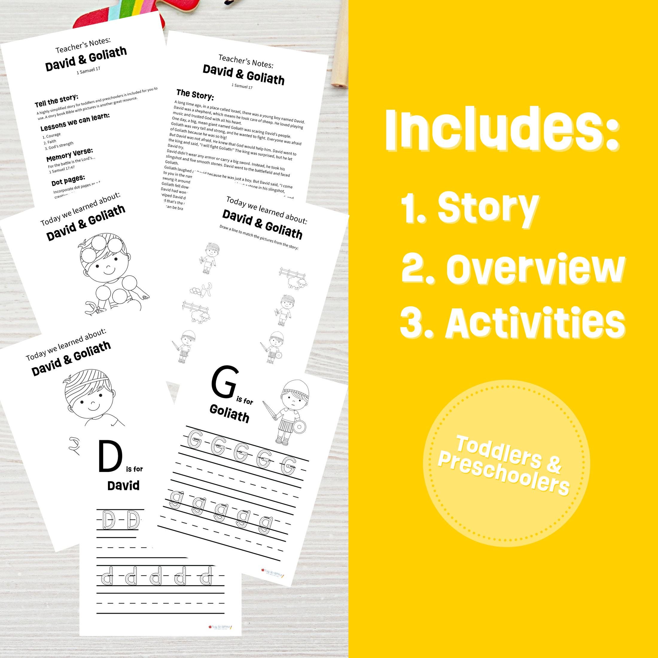 David and Goliath Bible Lesson, Sunday School Activities, David and ...