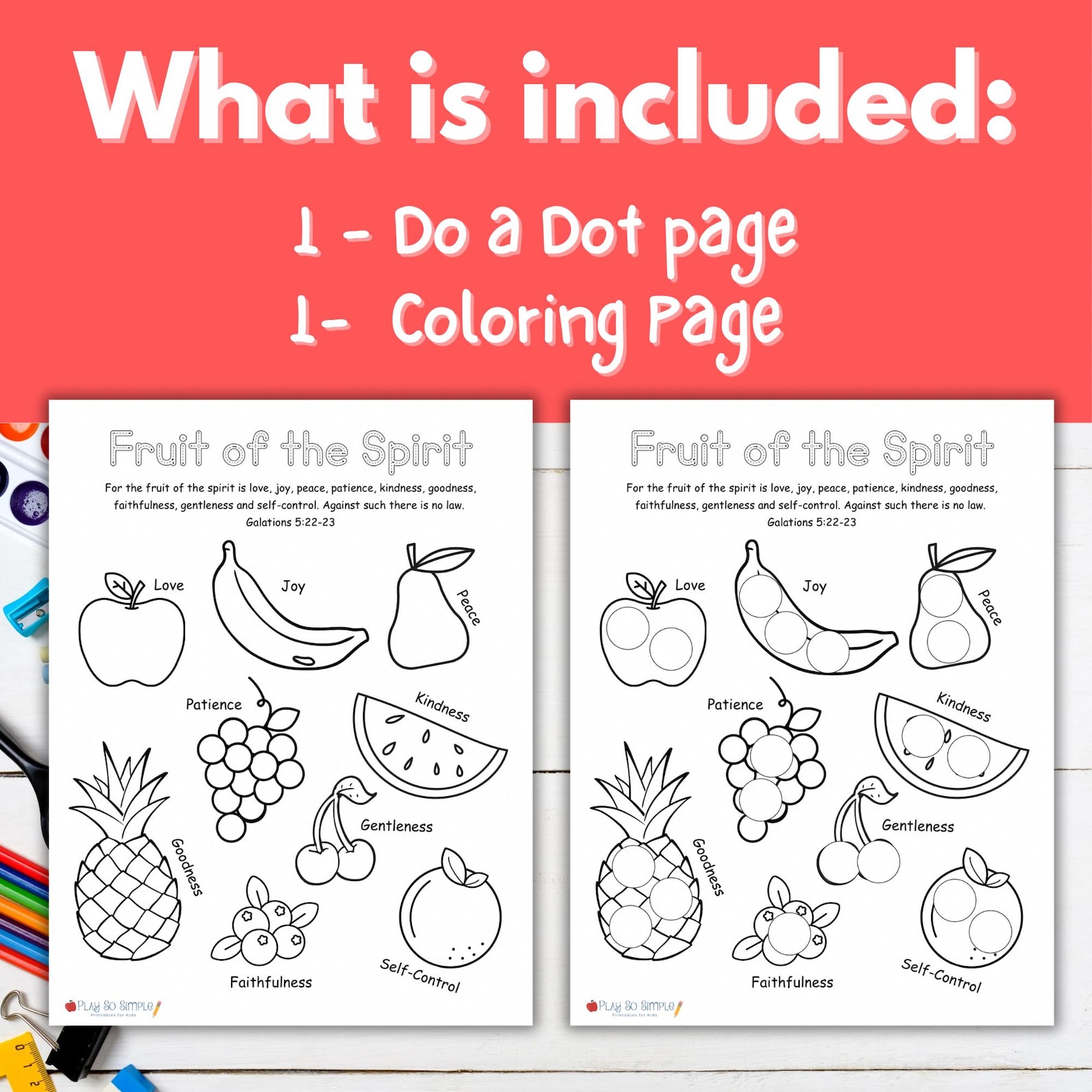 Fruit of the Spirit Dot Marker & Coloring Pages | Bible Activity for ...