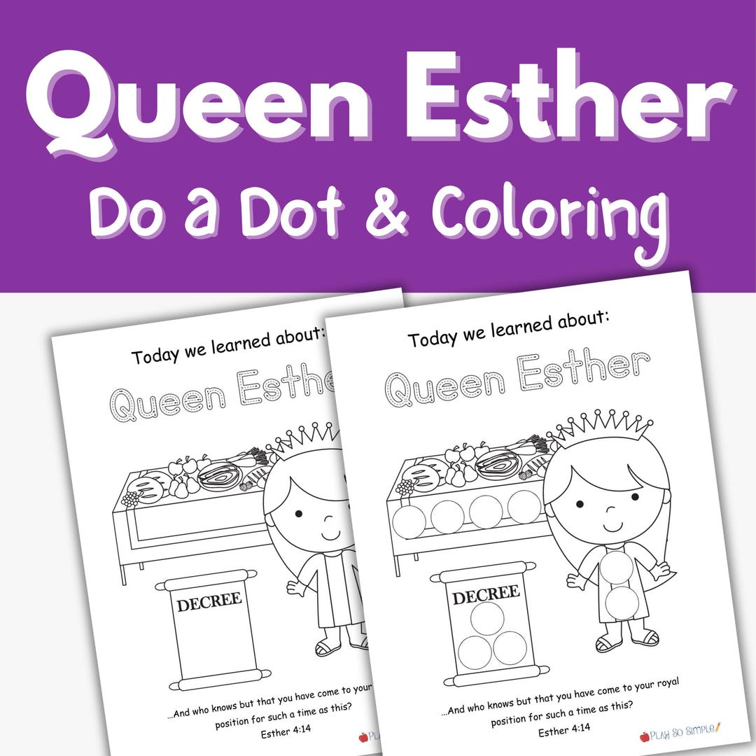Esther Bible Dot and Coloring, Sunday School Activities, Bible ...
