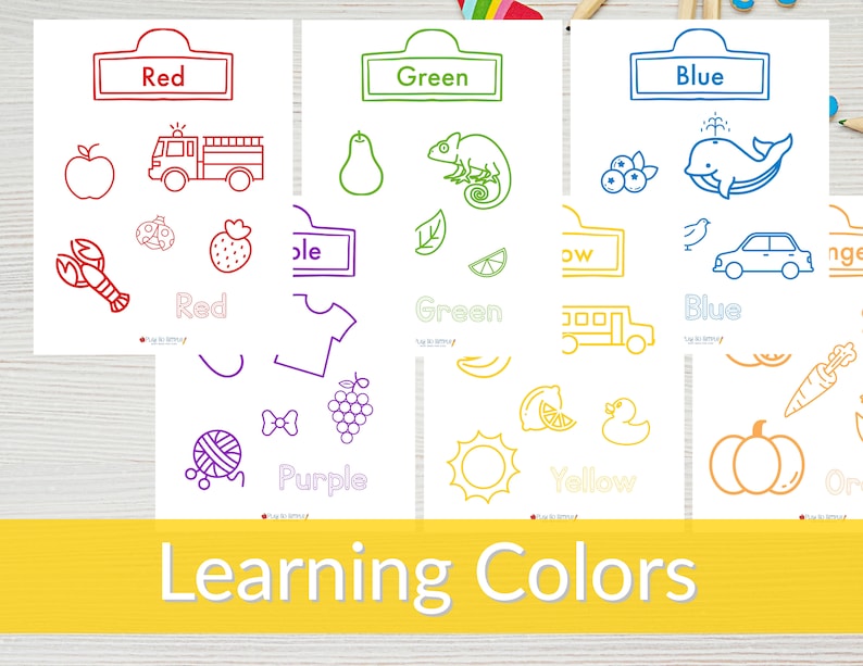 Learning Colors Preschool Activity Coloring Pages Printable - Etsy
