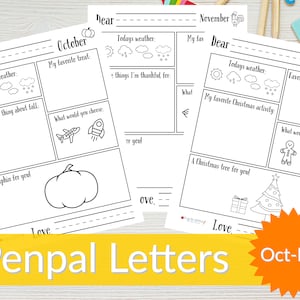 Printable Pen Pal Kit for Preschool and Kindergarten, 3 Month Set of ...