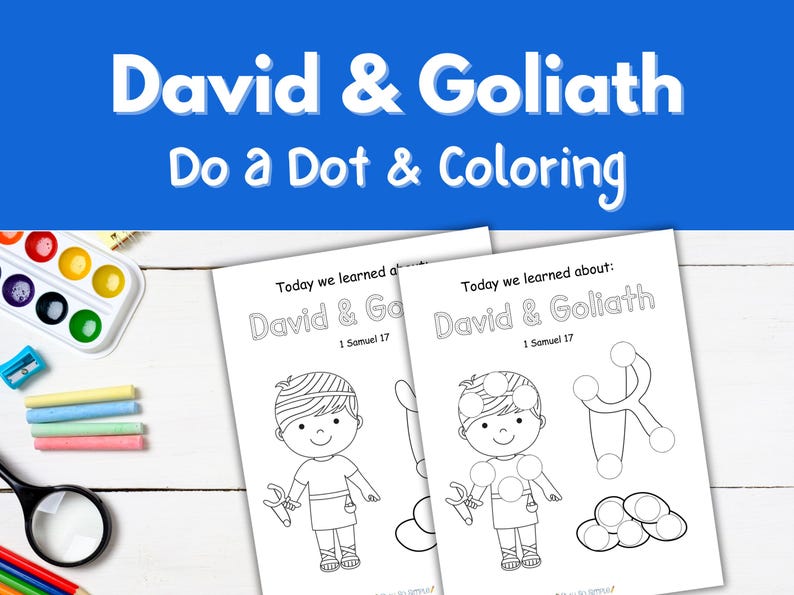David and Goliath Bible Dot Marker and Coloring, Sunday School ...