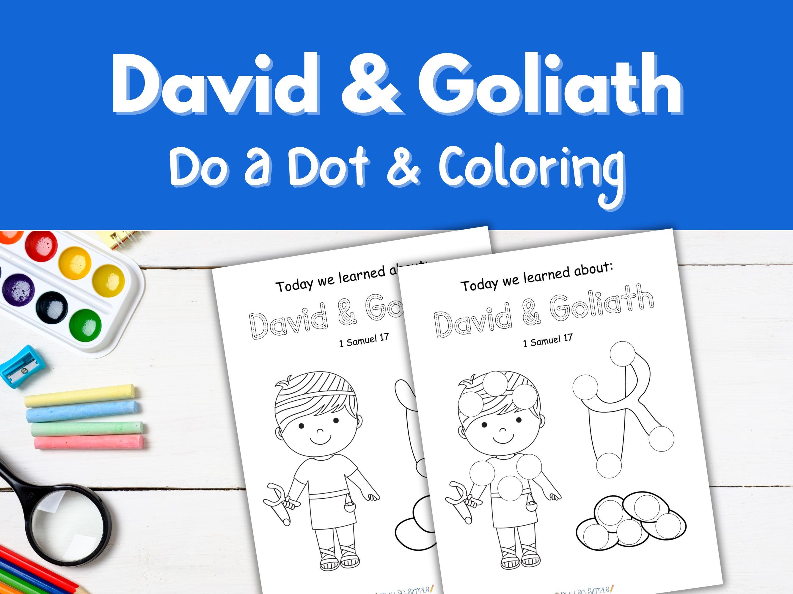 David and Goliath Bible Dot Marker and Coloring, Sunday School ...