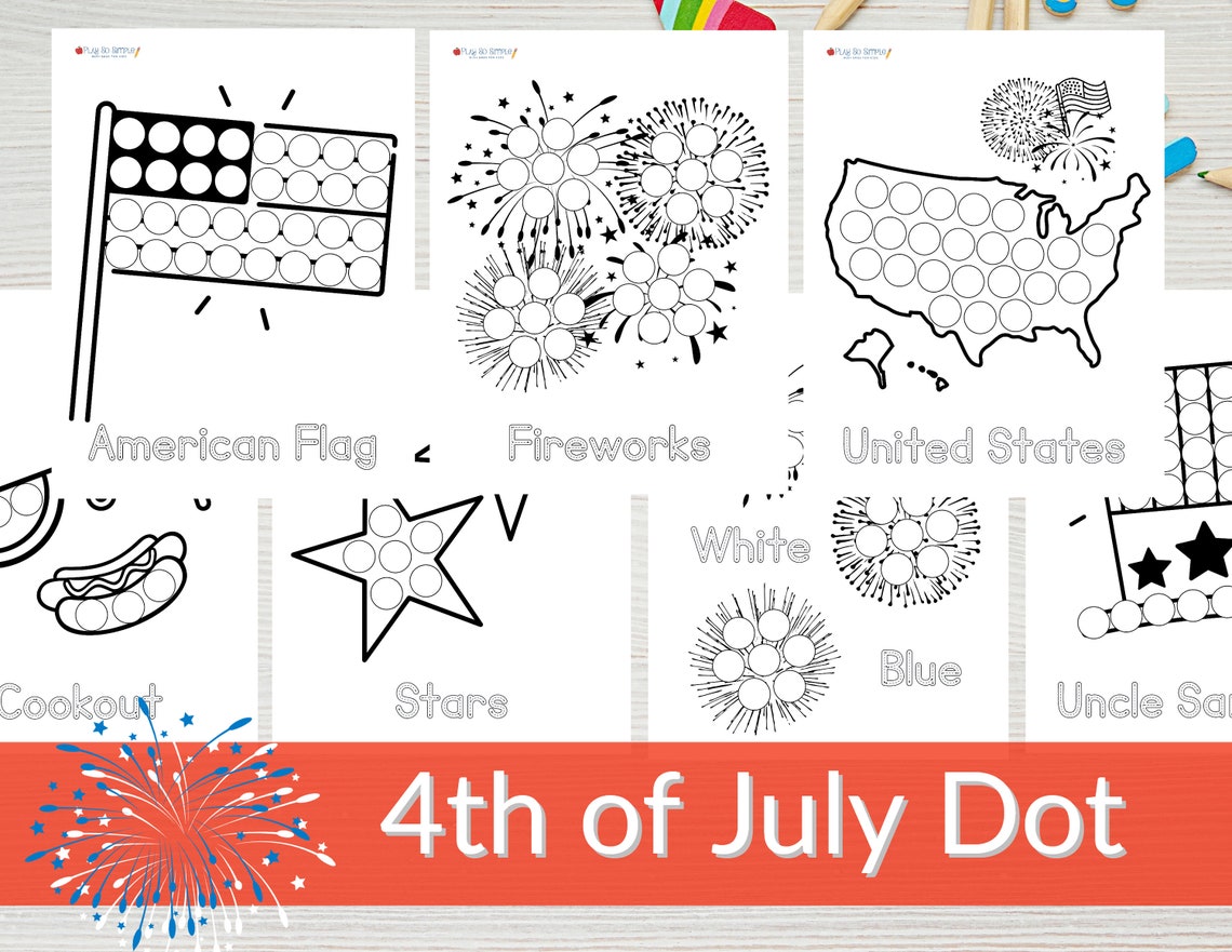 Fourth of July Activity Dot Printables, 4th of July Dot Marker, Fourth ...