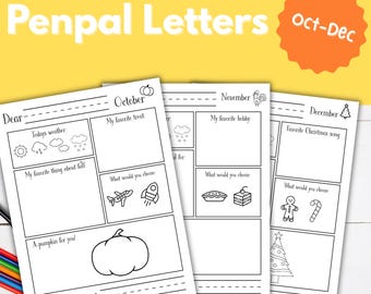 Printable Pen Pal Kit for Preschool and Kindergarten, 3 Month Set of ...