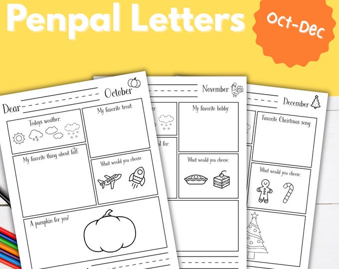 Pen Pal Letters for Little Kids to Exchange With Friends, Classmates ...