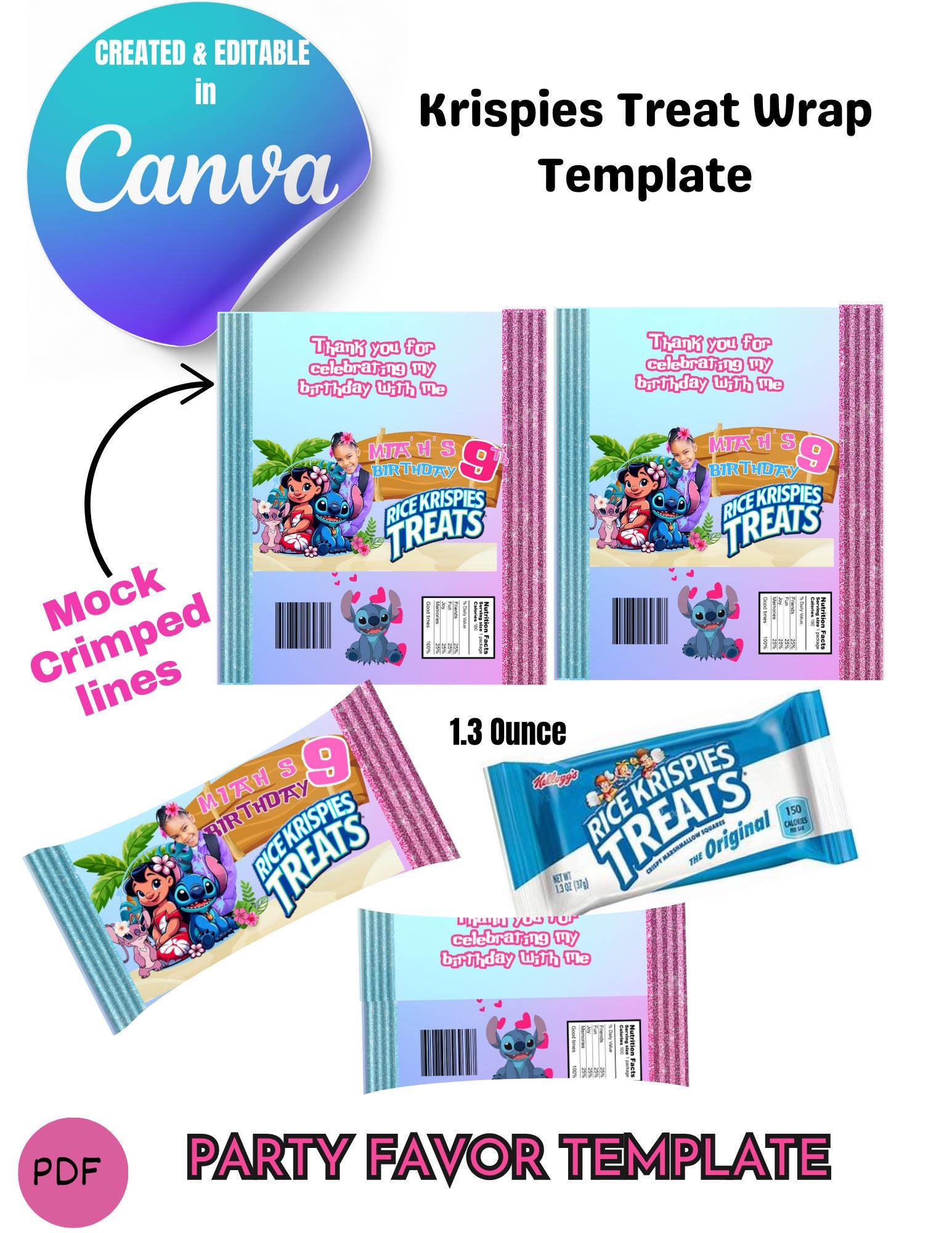 Personalized Rice Krispies Wrap Template - Etsy