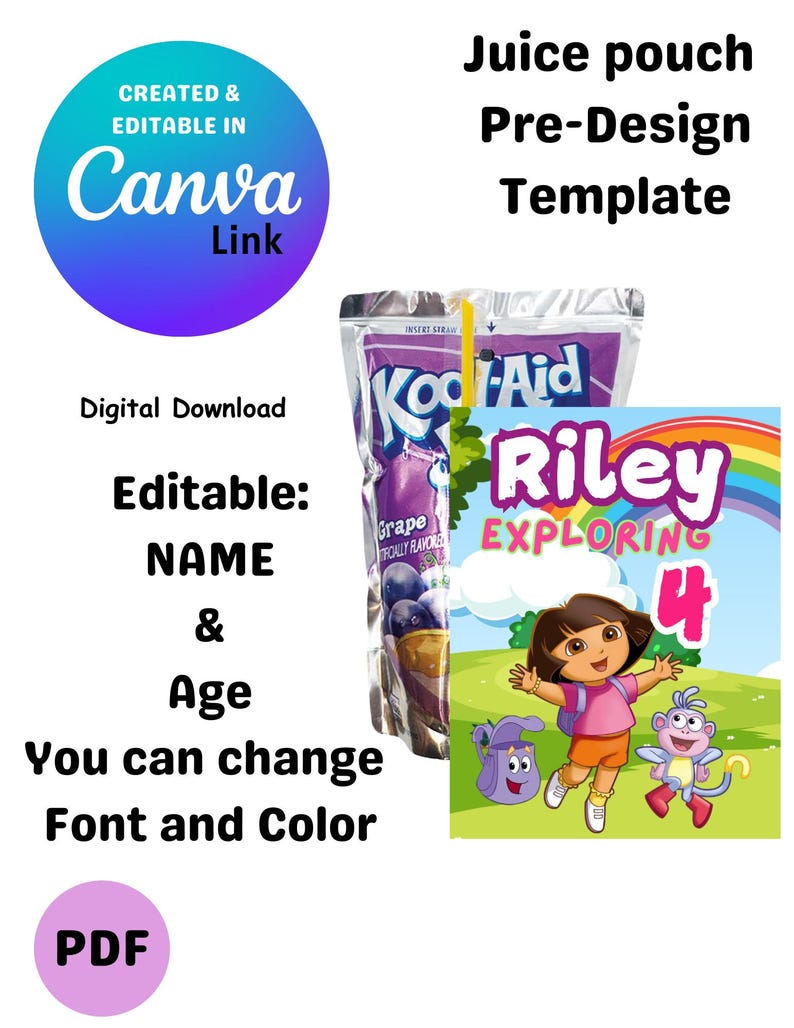 Kool-aid Jammer Label Template - Etsy