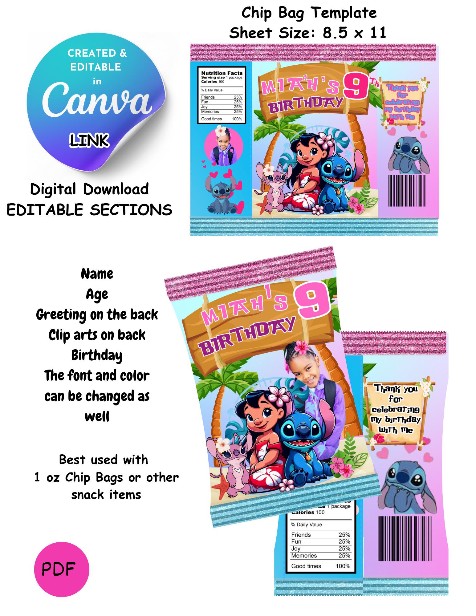 Personalized Chip Bag Template - Etsy