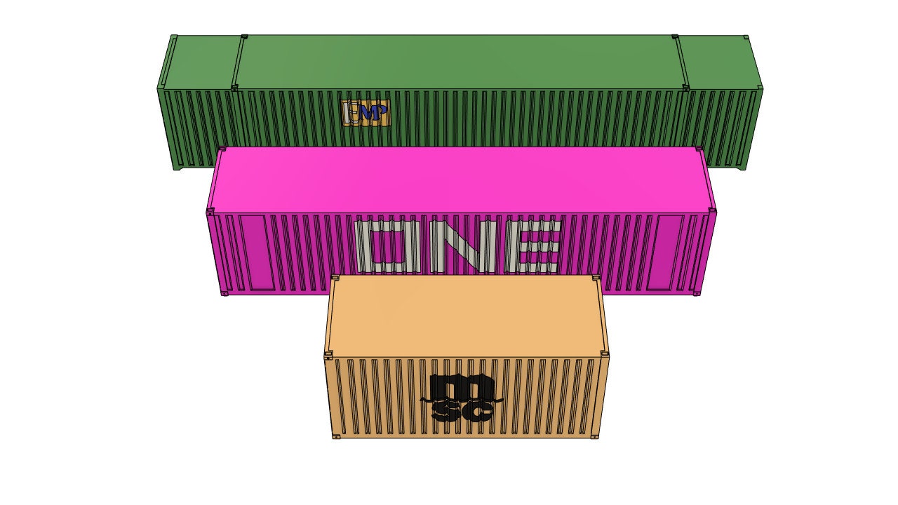 HO Scale Container STL Bundle/ 20, 40 and 53 Foot Containers for 3D ...