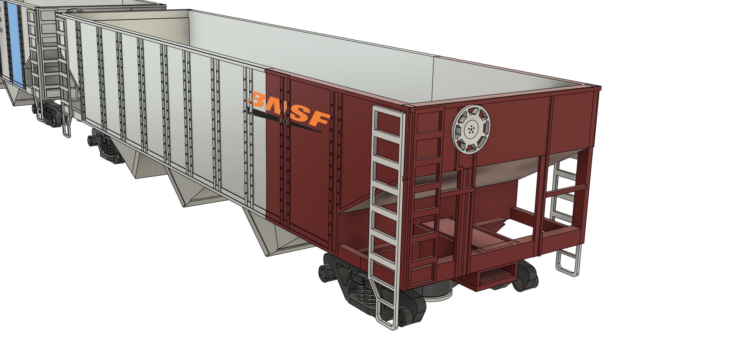 HO Scale Hopper Car STL Files | 3D Printable 70 Ton Open Hopper With ...