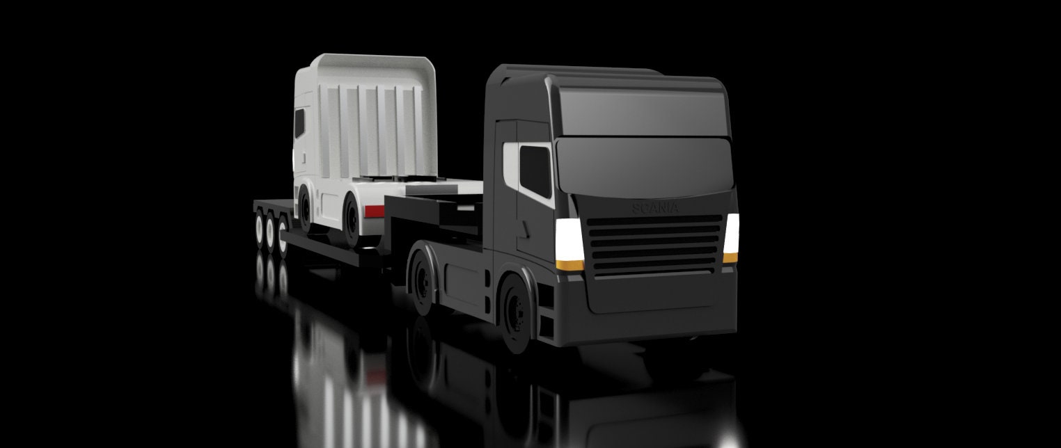 HO Scale Tractor Trailer STL Files | 3D Printable Flatbed & Dry Van ...