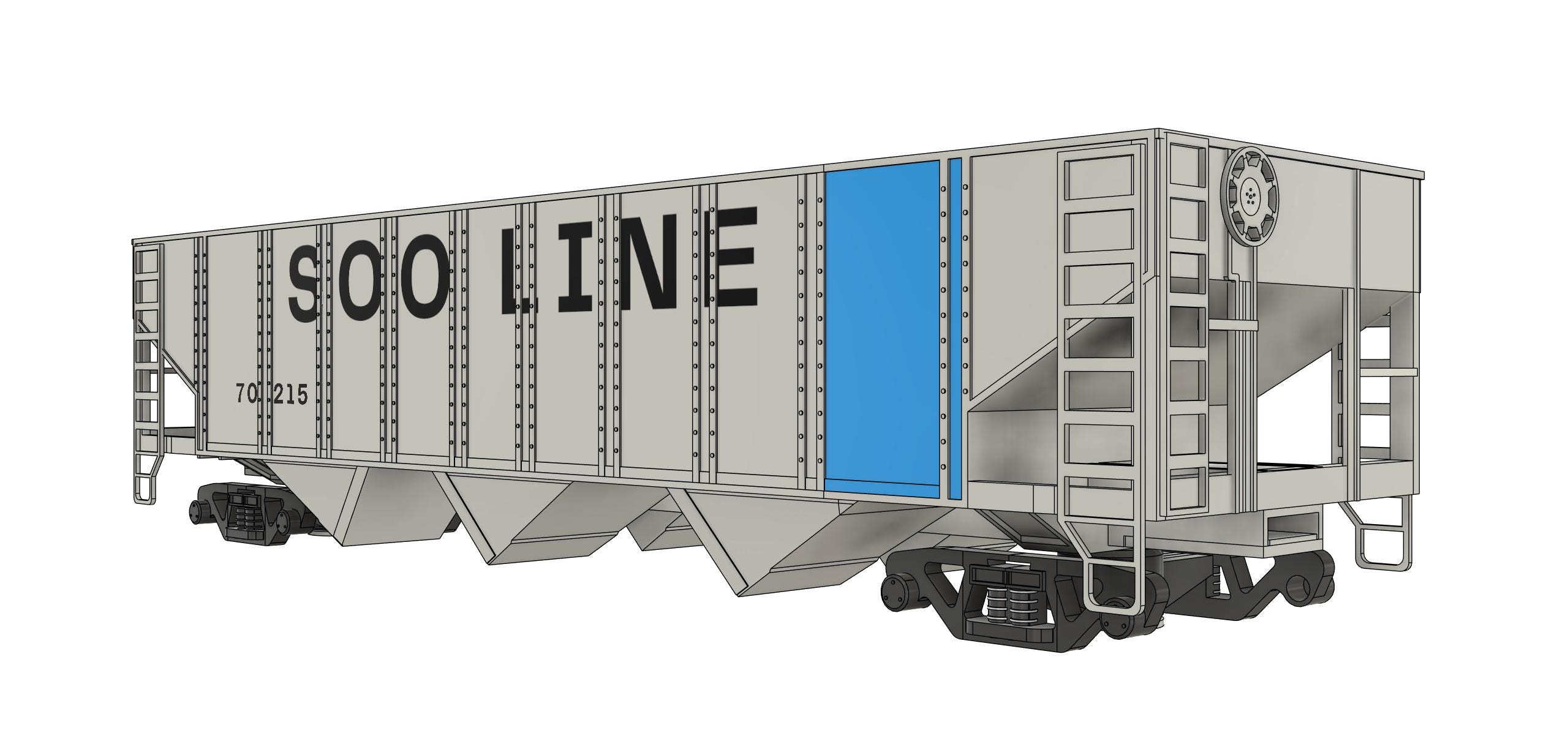 HO Scale Hopper Car STL Files | 3D Printable 70 Ton Open Hopper With ...