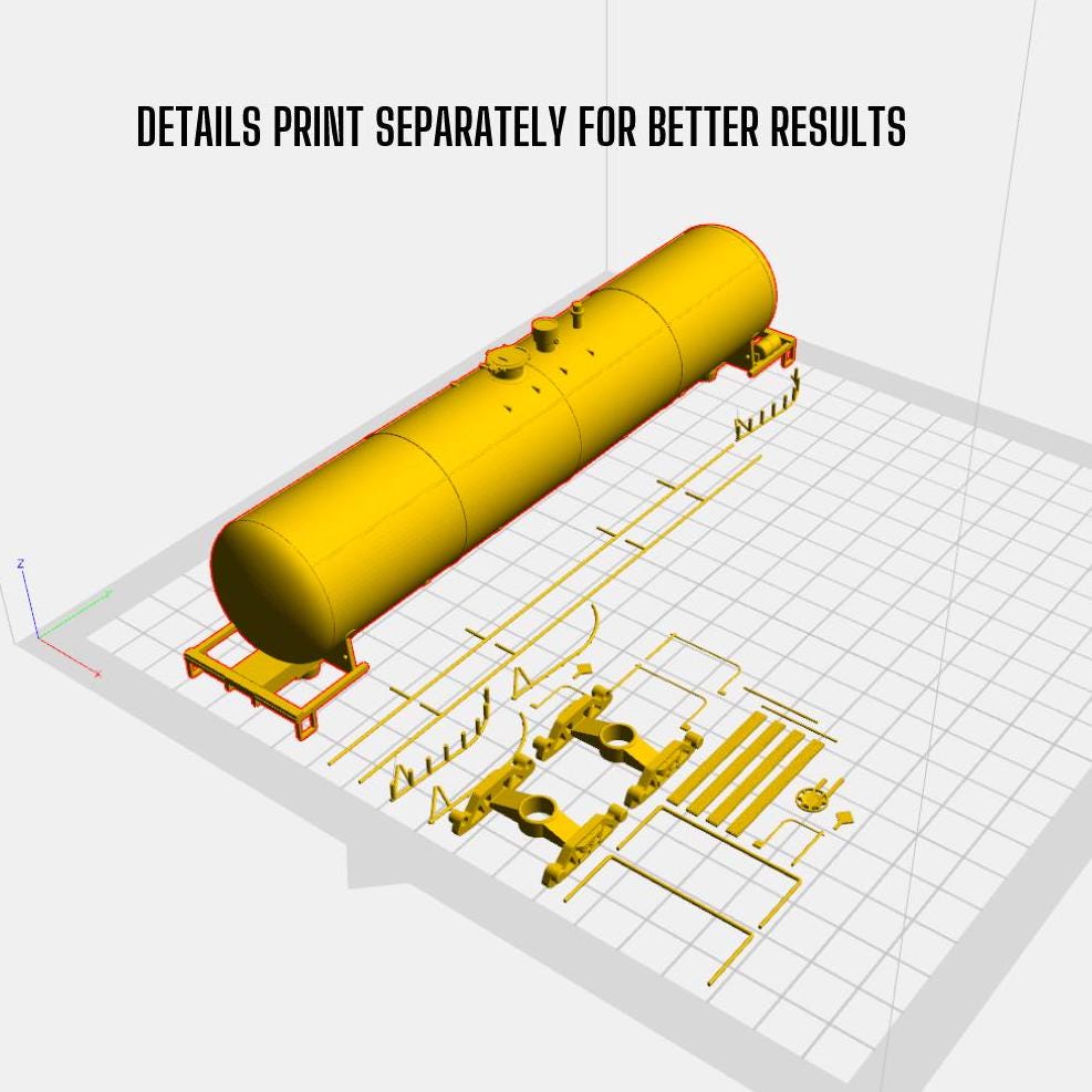 HO Scale Tanker Car STL Files for 3D Printing | 3D Printable 30k Gallon ...