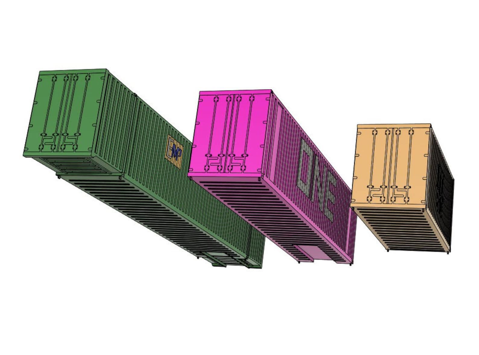 HO Scale Container STL Bundle/ 20, 40 and 53 Foot Containers for 3D ...