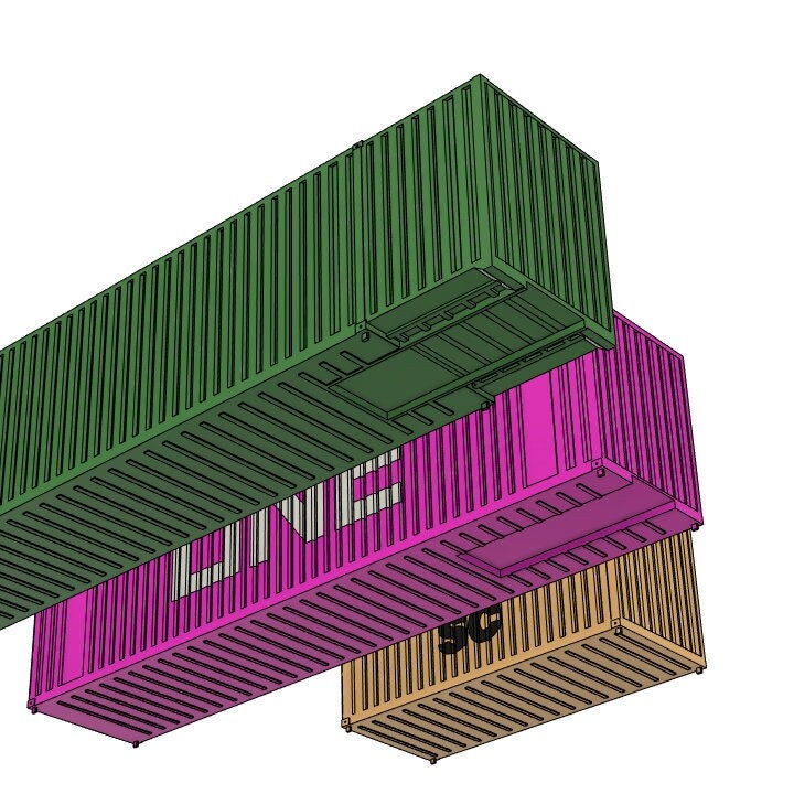 HO Scale Container STL Bundle/ 20, 40 and 53 Foot Containers for 3D ...