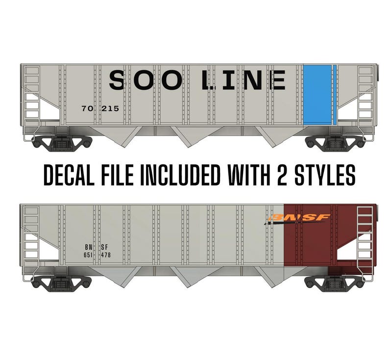 HO Scale Hopper Car STL Files | 3D Printable 70 Ton Open Hopper With ...