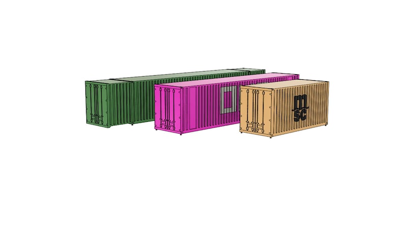 HO Scale Container STL Bundle/ 20, 40 and 53 Foot Containers for 3D ...