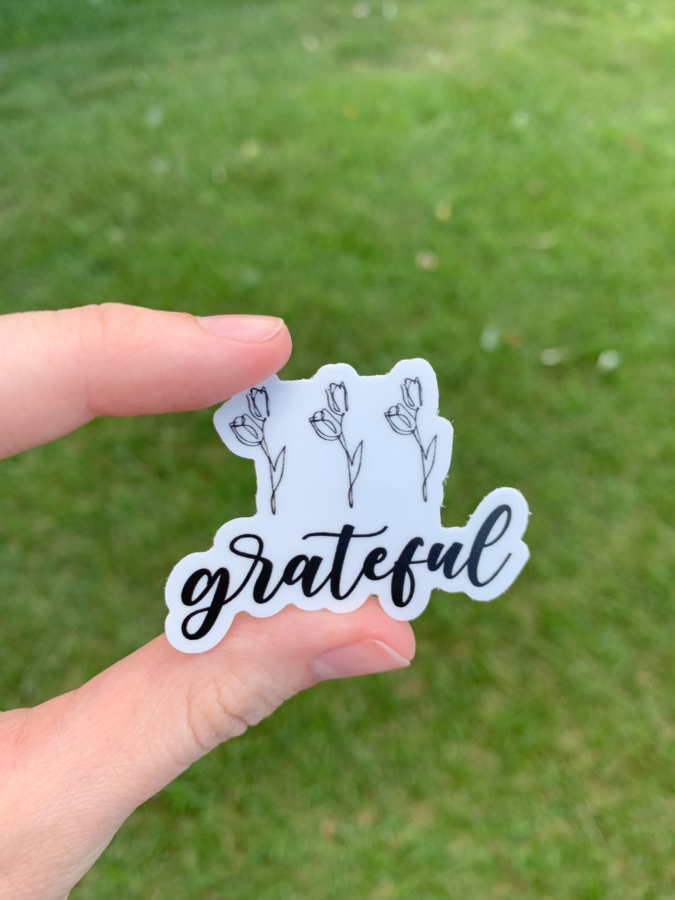 Grateful Sticker Floral Sticker Designs Waterproof Stickers - Etsy