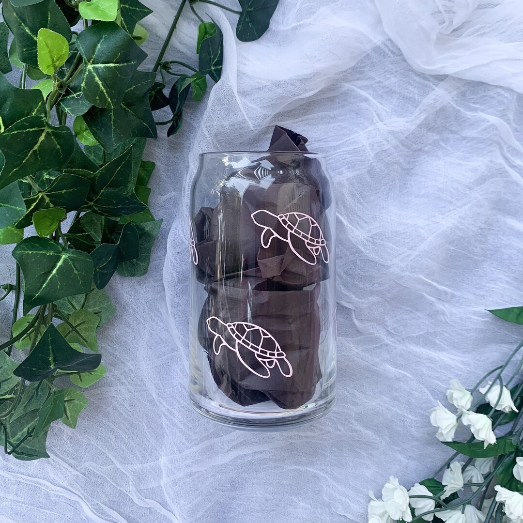 Sea Turtle Glass Cup, Sea Animals Glass Cup, Crustaceancore Iced Coffee ...