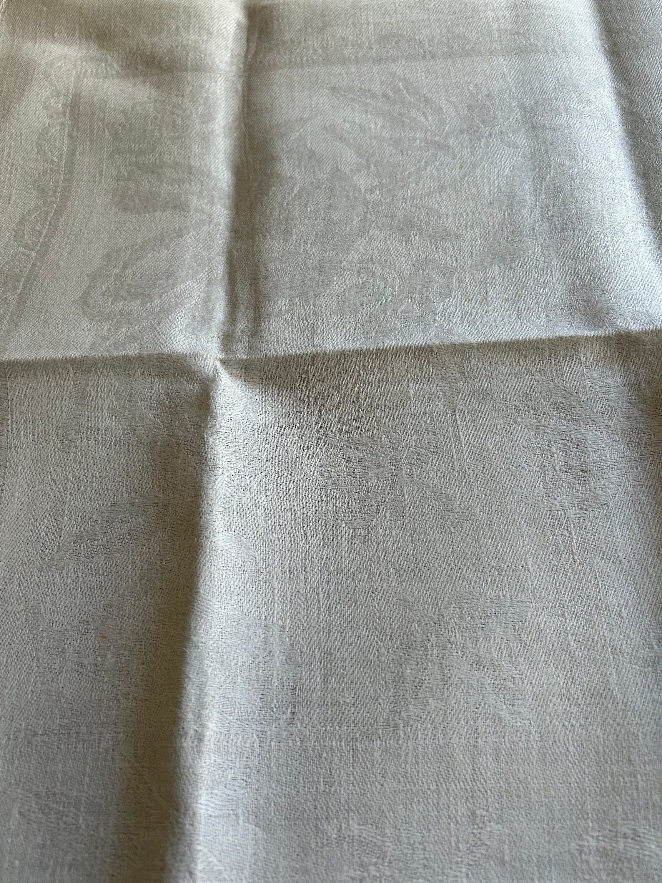 4 Antique Art Nouveau French Linen Damask Monogrammed H L Napkins Circa ...