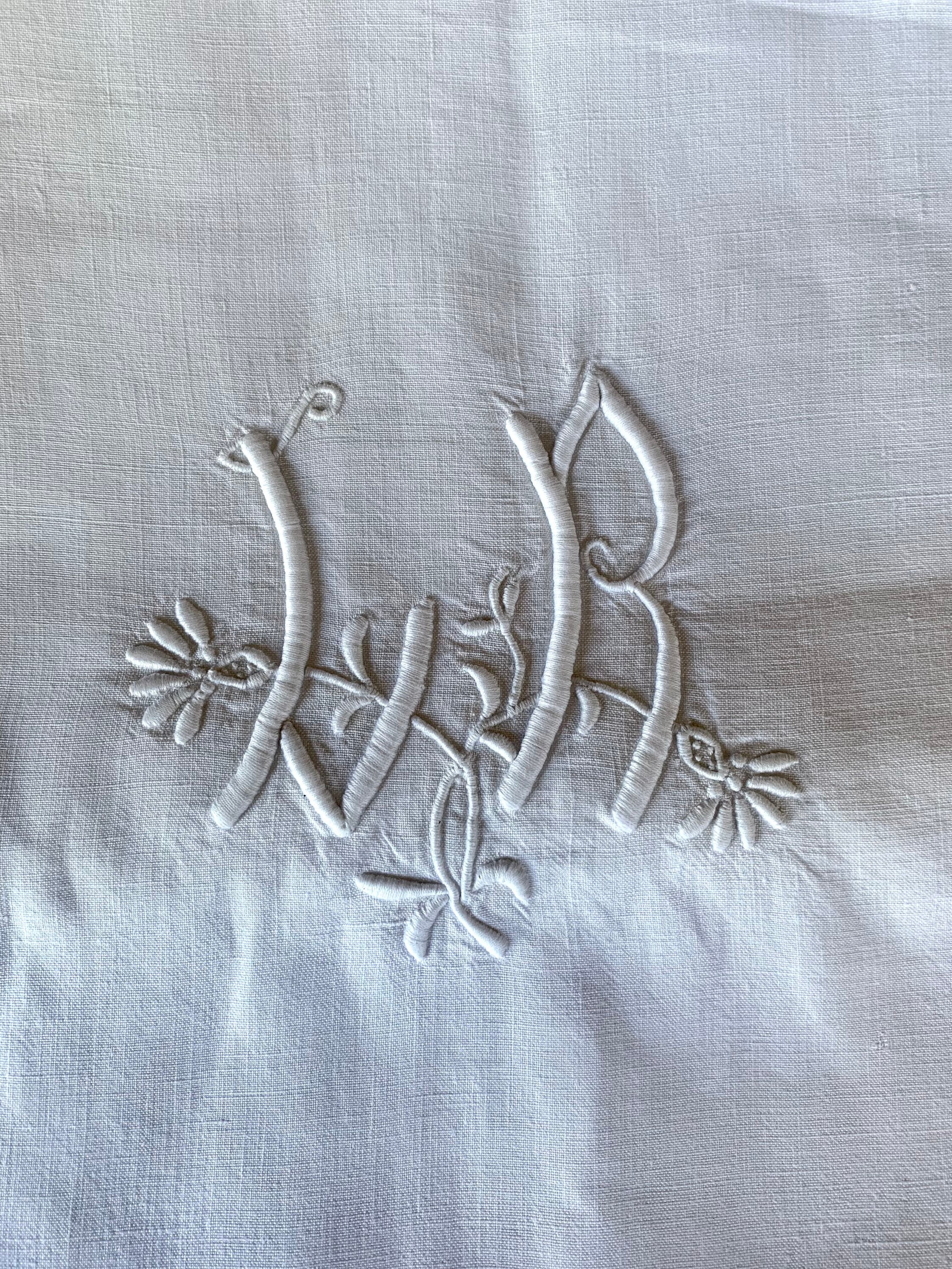 A Very Large Antique French White Métis Linen Wedding Trousseau Sheet ...